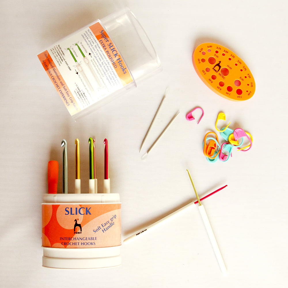 Pony Crochet Hooks Interchangeable Set - Easy Grip Handles for Seamless ...
